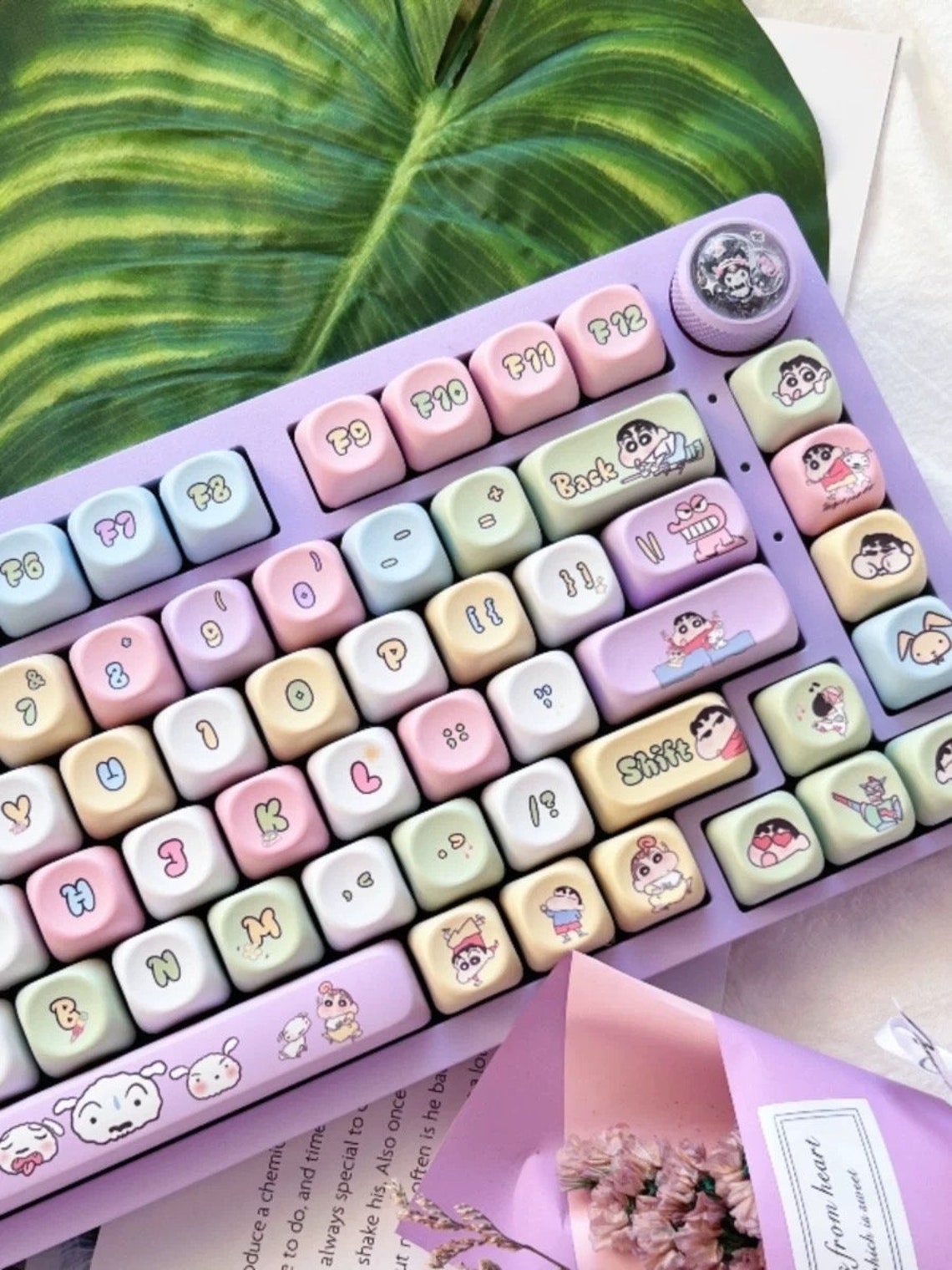 Shin-chan Colourful PBT 142 Keys MOA Profile Keycaps Set, Cute Keycaps ...