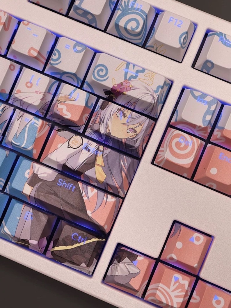 Blue Archive Shirasu Azusa PBT 108 Keys Cherry Profile Keycaps Set ...