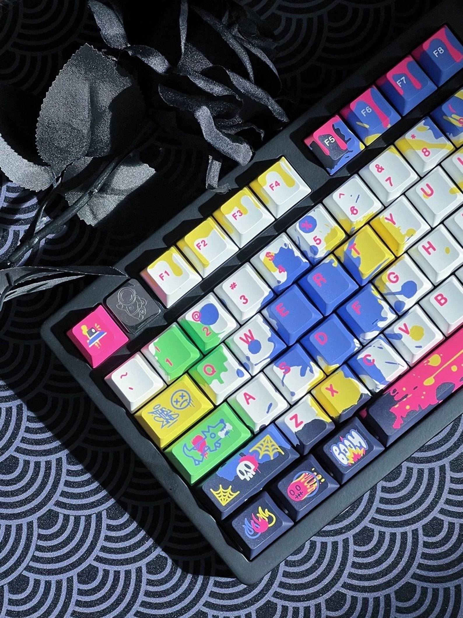 Grafitti English PBT 141 Keys Cherry Profile Keycaps Set, Cute Keycaps ...