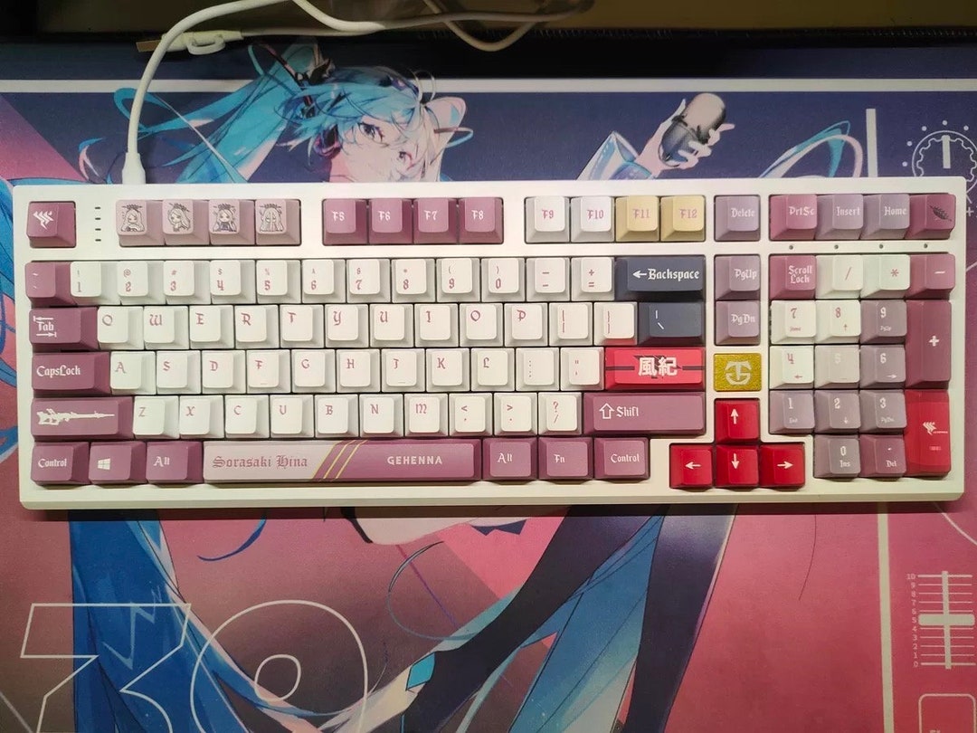 Blue Archive Sorasaki Hina PBT 140 Keys Cherry Profile Keycaps Set ...