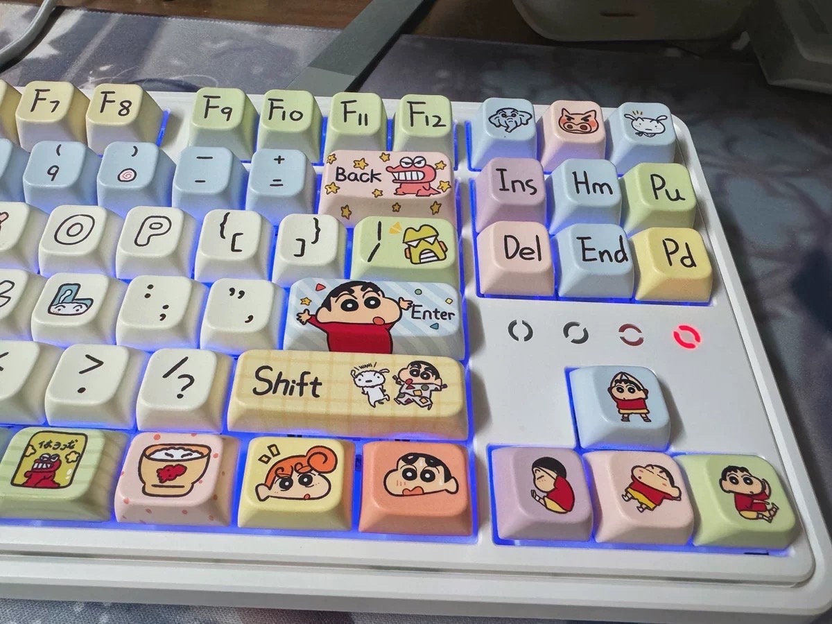 Shin-chan English PBT 142 Keys MDA Profile Keycaps Set, Cute Keycaps ...