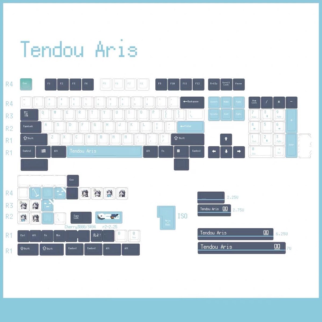 Blue Archive Tendou Arisu New Version PBT 140 Keys Cherry Profile ...