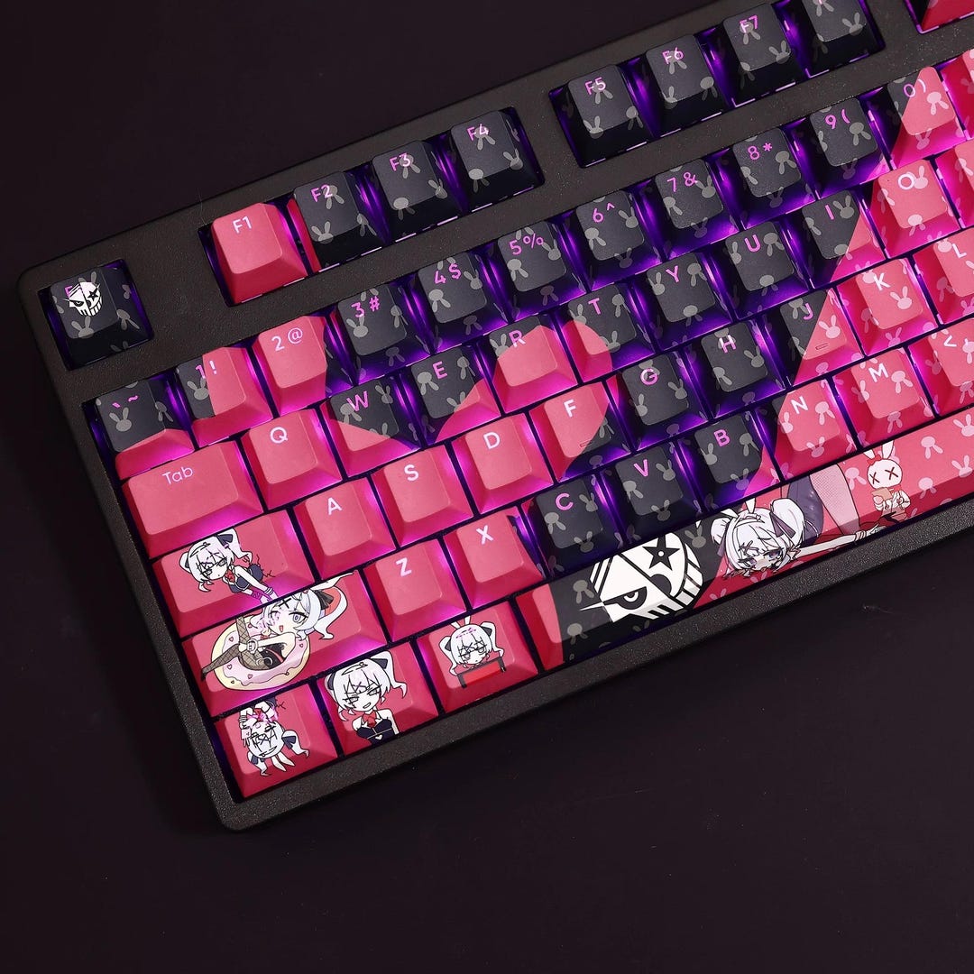 Hatsune Miku Rabbit Hole Keycaps: PBT Dye Sublimation, Cherry Profile ...