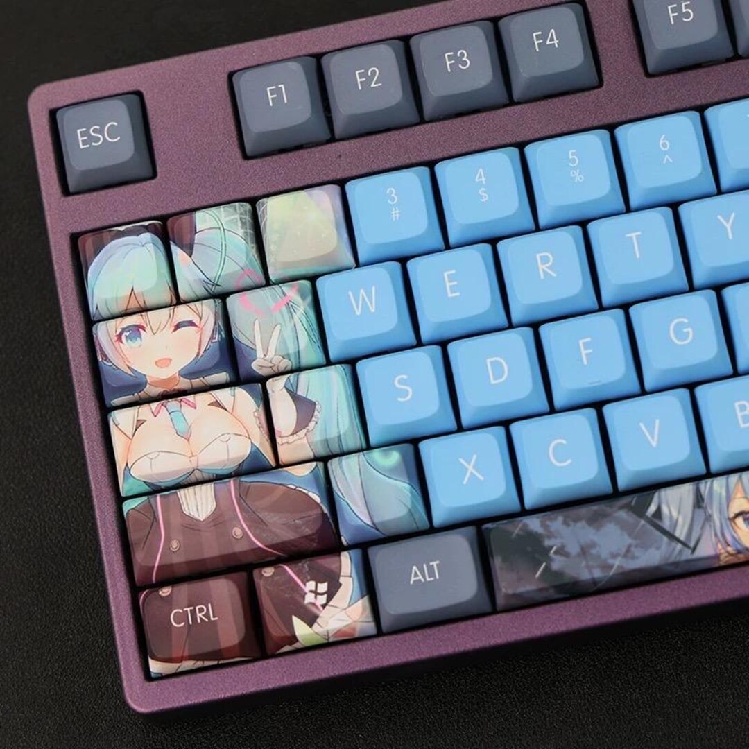 Hatsune Miku PBT 108 Keys XDA Profile Keycaps Set, Cute Keycaps, Custom ...