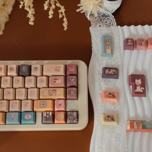 Week Coffee PBT 142 Keys Cherry Profile Keycaps Set, Cute Keycaps ...