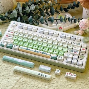 Forest Bird English PBT 141 Keys MOA Profile Keycaps Set, Cute Keycaps ...