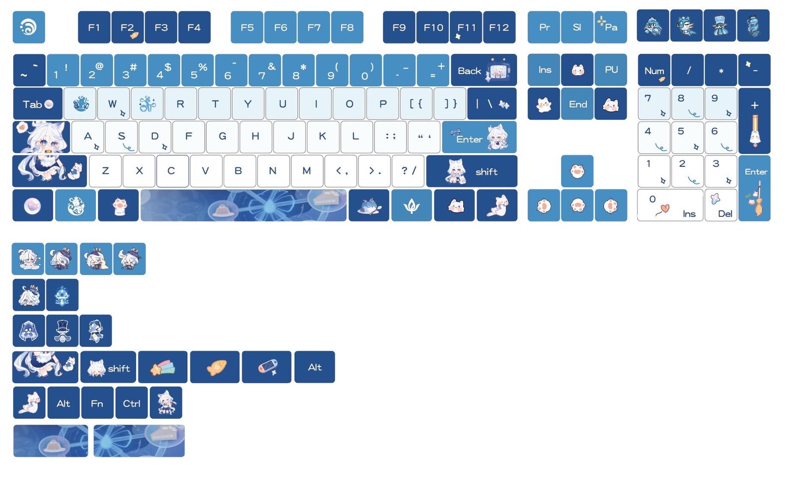 Genshin Furina Keycaps: PBT Dye Sub MOA Profile - 132 Keys - Etsy