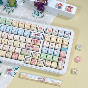 Chinese Cat English PBT 150 Keys MDA Profile Keycaps Set, Cute Keycaps ...