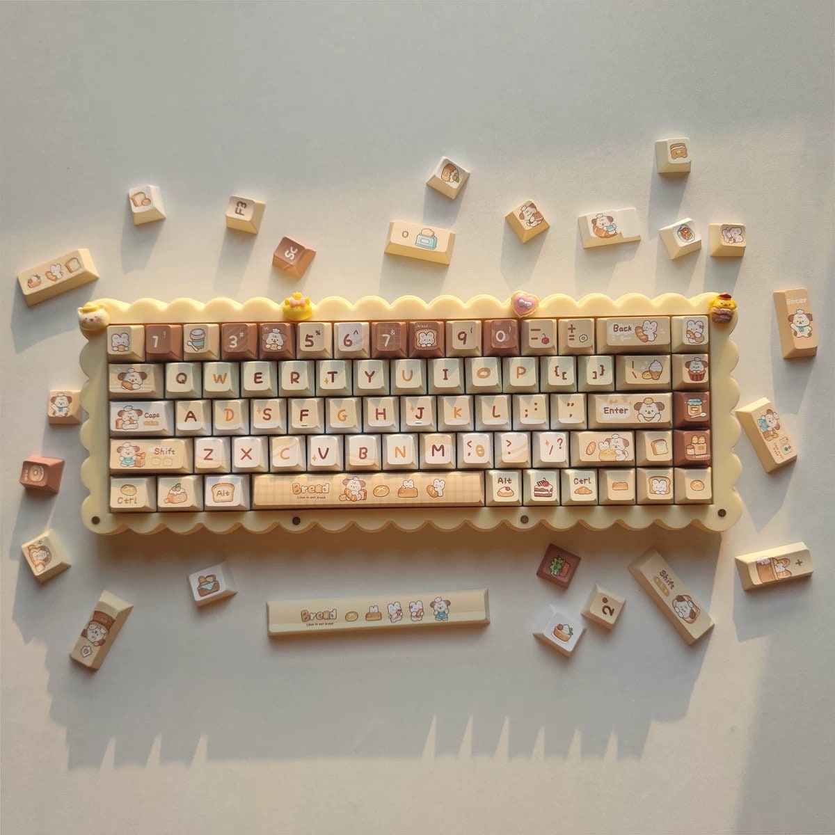 Bread Puppy English PBT 139 Keys Cherry Profile Keycaps Set, Cute ...