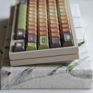 Matcha Cake English PBT 140 Keys KCA Profile Keycaps Set, Cute Keycaps ...
