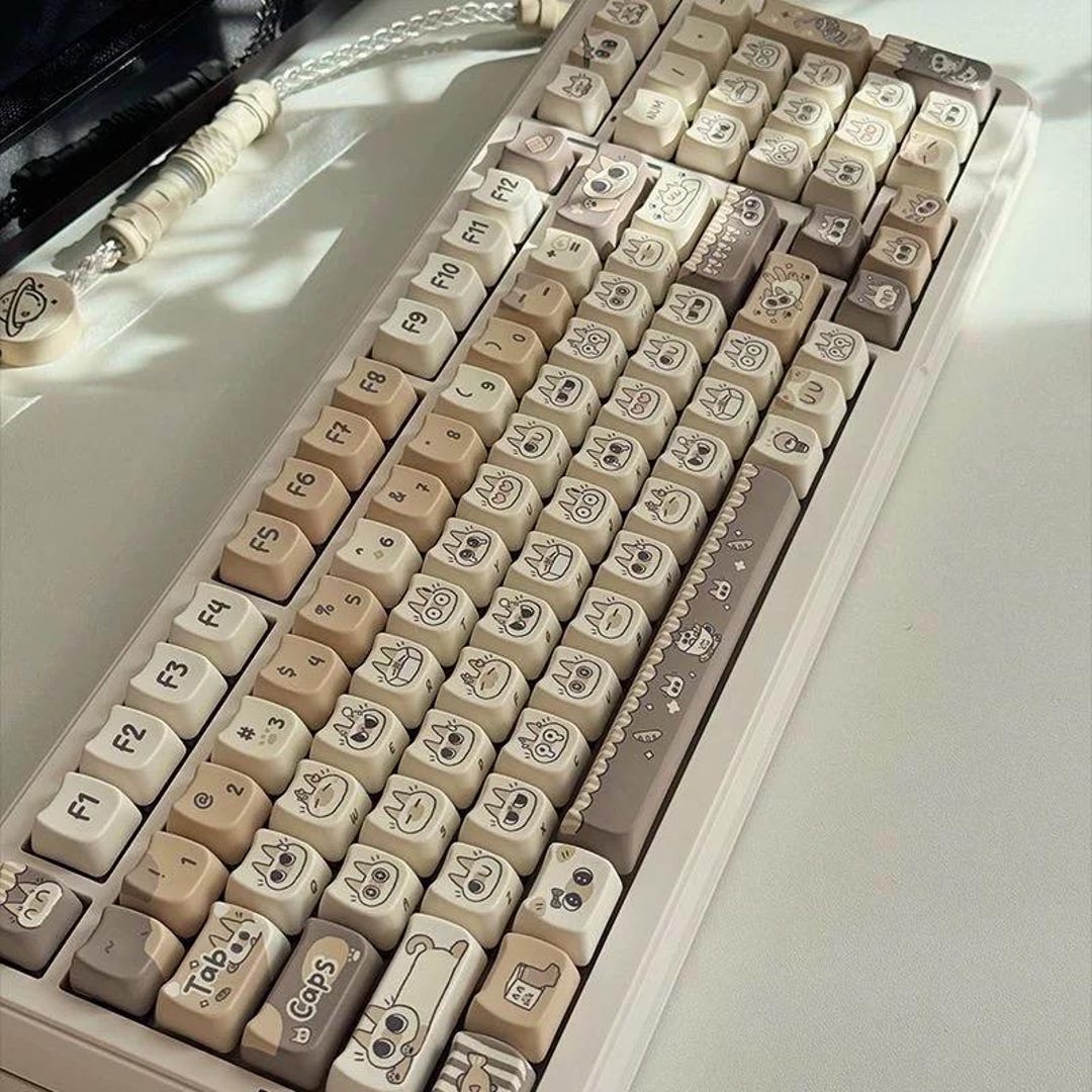 Siamese Cat PBT 130 Keys MAO Profile Keycaps Set, Cute Keycaps, Custom ...
