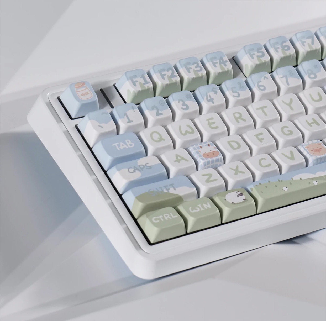 Cow Farm Milk English PBT 142 Keys MDA Profile Keycaps Set, Cute ...