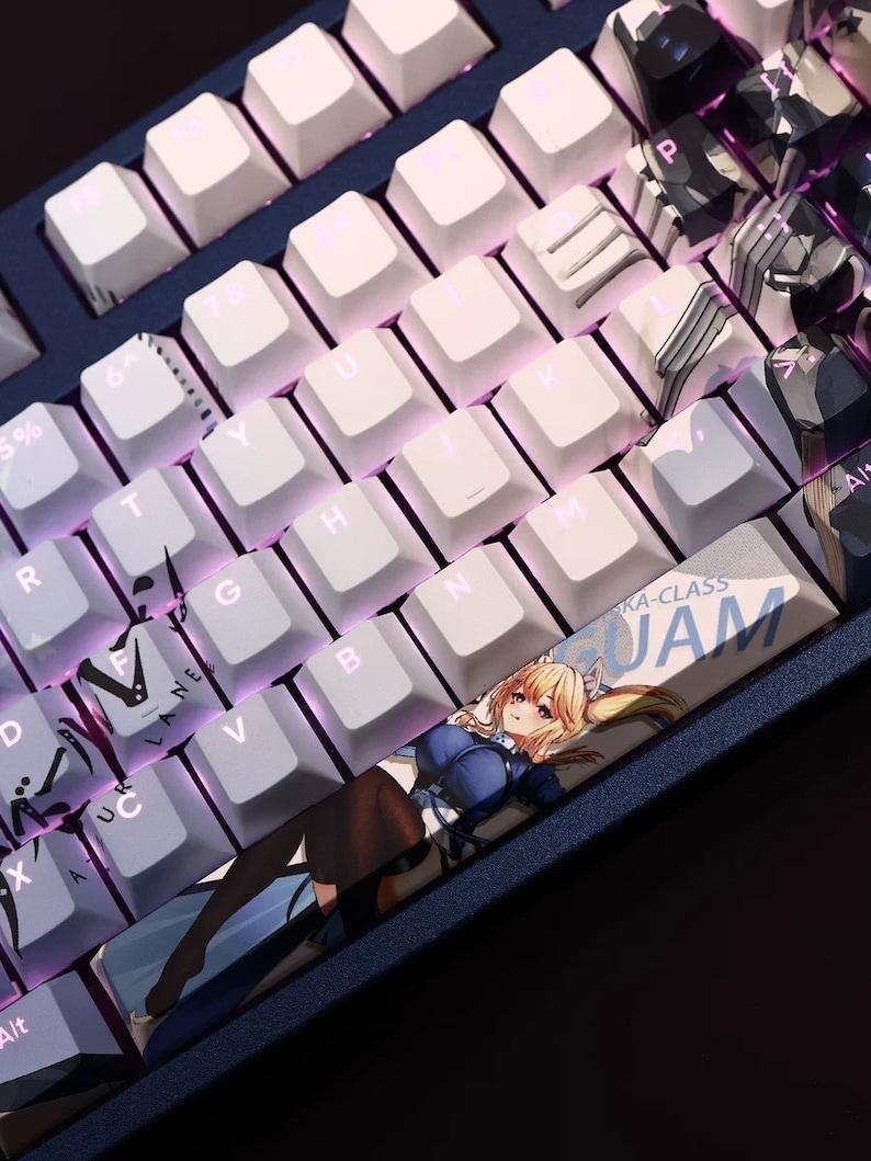 Azur Lane Guam PBT 108 Keys Cherry Profile Keycaps Set, Cute Keycaps ...