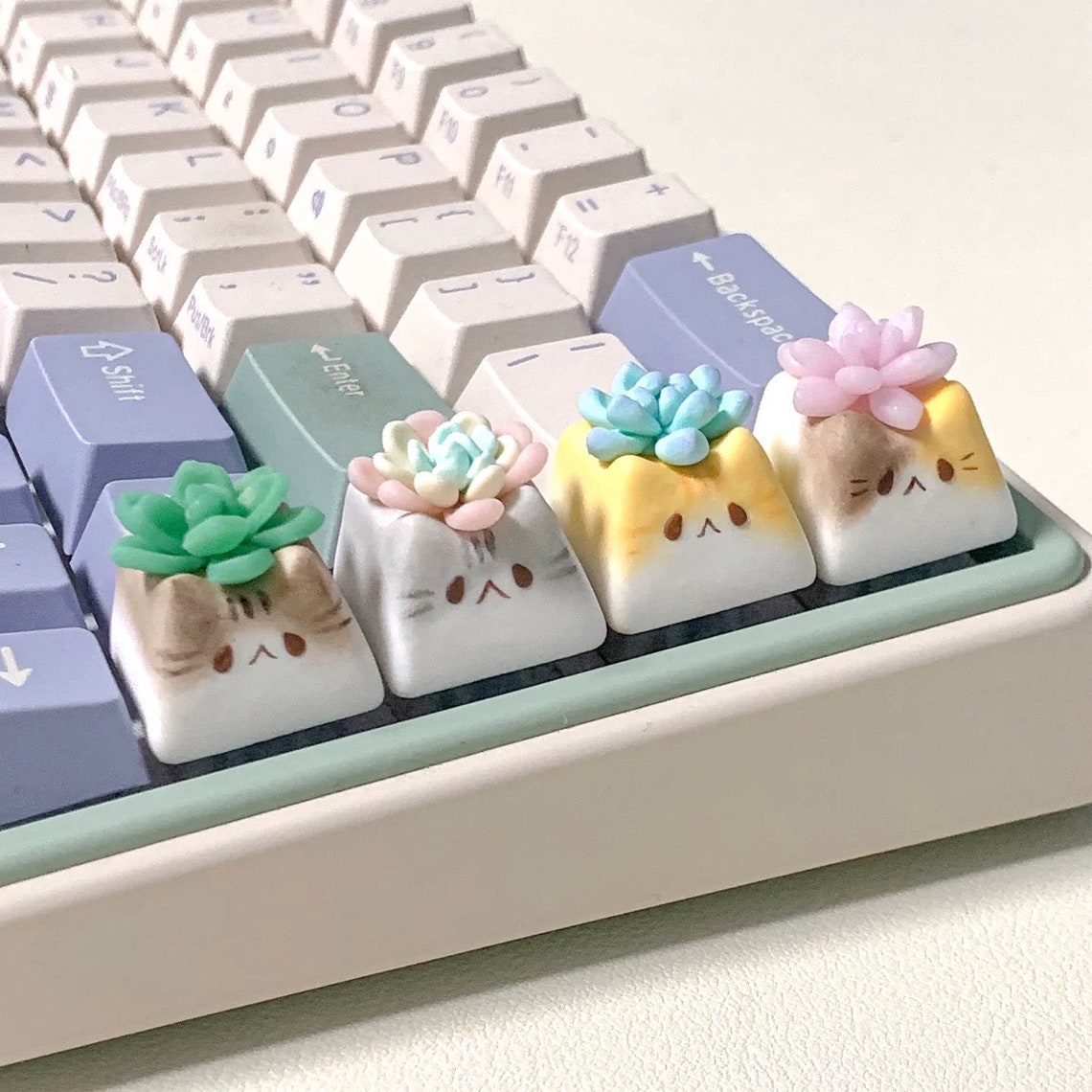 Flower Sad Cat Artisan Handmade Keycaps Cherry MX for Mechanical ...