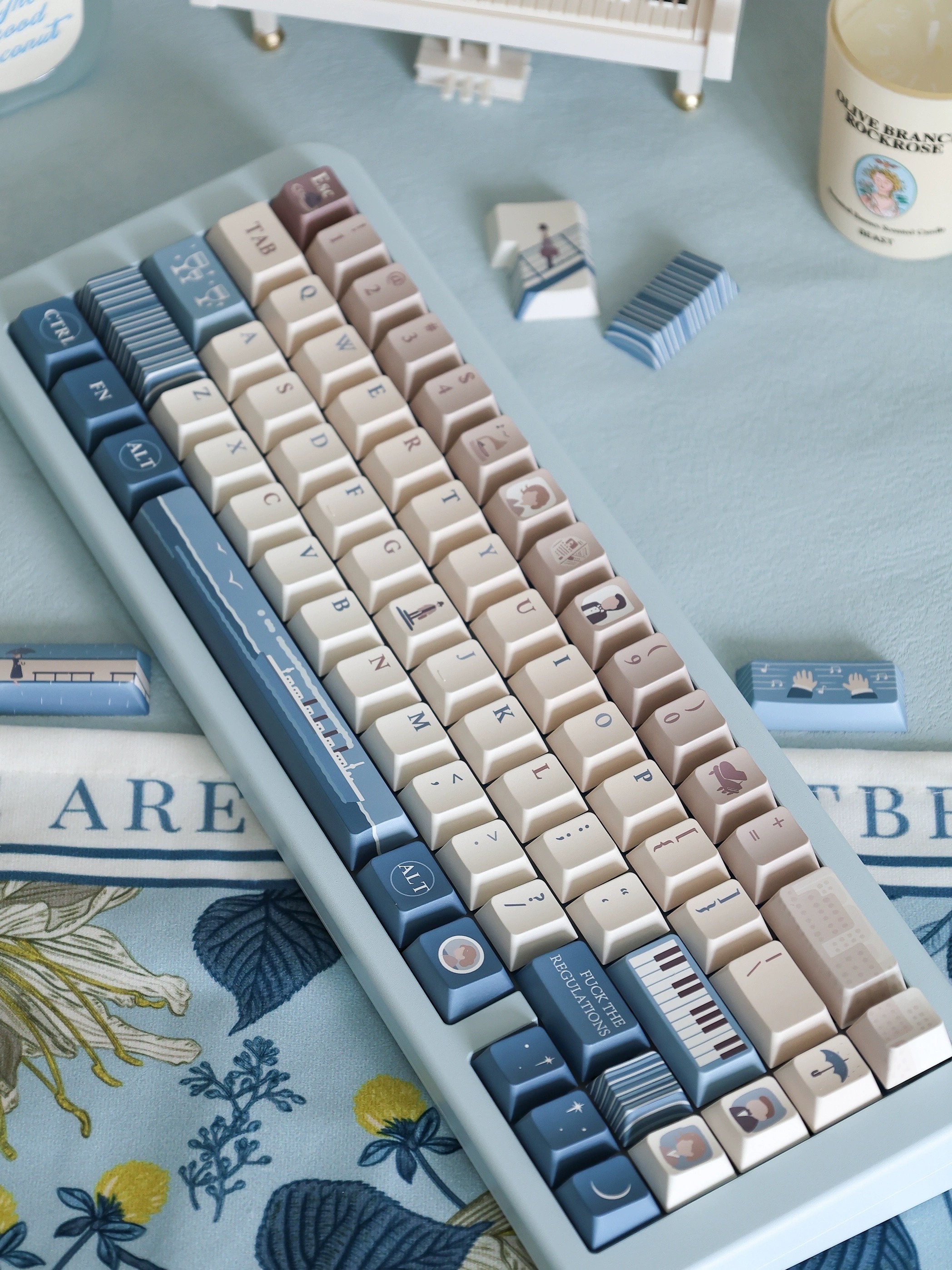 Music 1900 PBT Cherry Profile Keycaps Set, Cute Keycaps, Custom Keycaps ...