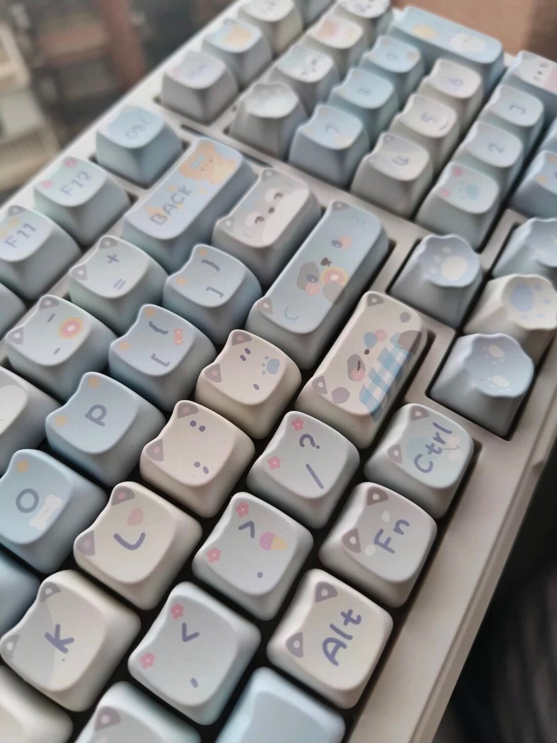 Blue Grey Puppy English PBT 141 Keys MAO Profile Keycaps Set, Cute ...