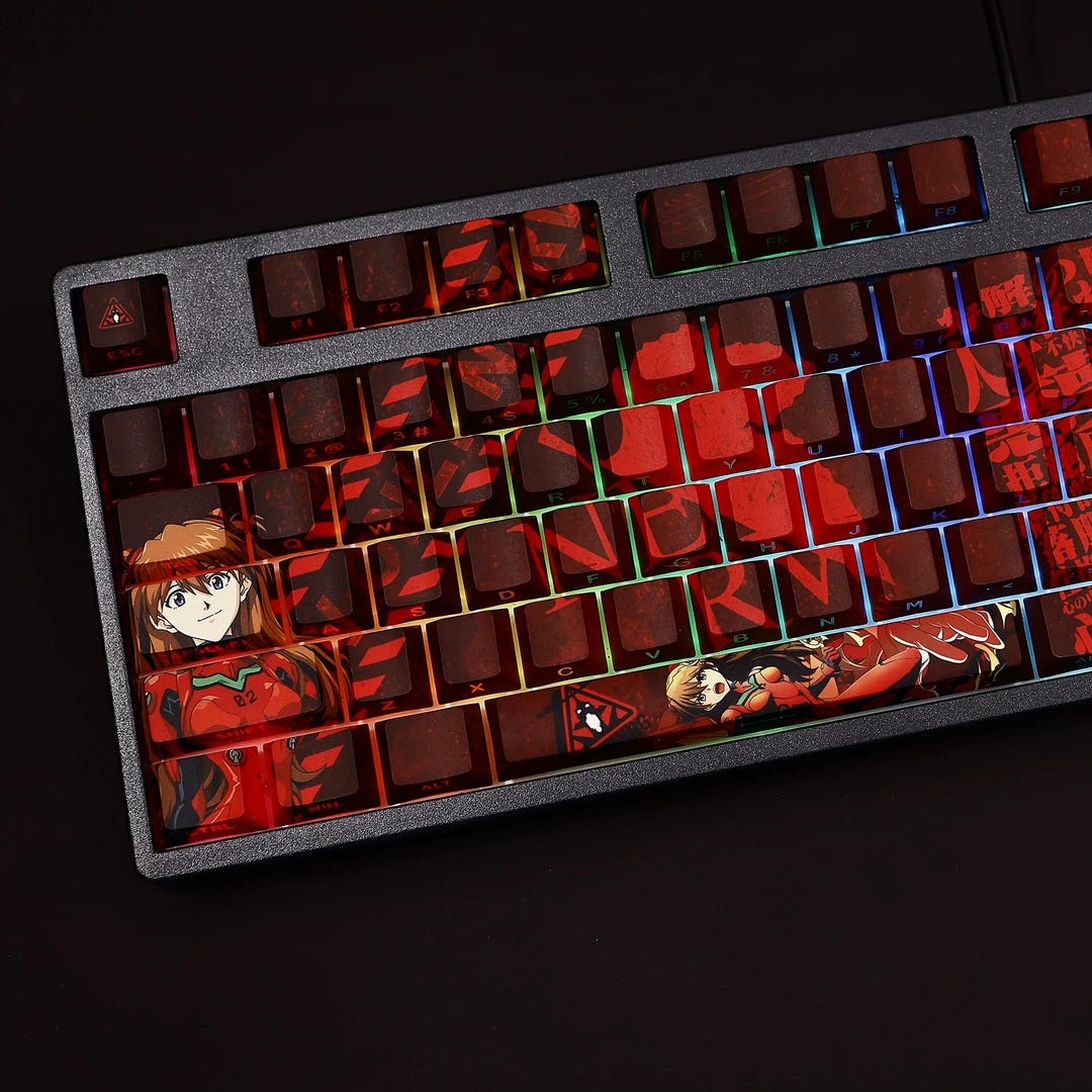 Evangelion Asuka Langley Soryu PBT 108 Keys Cherry Profile Keycaps Set ...
