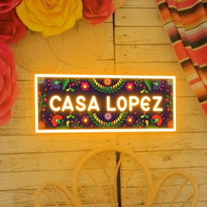Casa Mexican Family House Name Neon Sign, Talavera Custom House Decor ...
