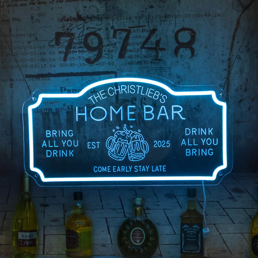 Personalized Home Bar Neon Sign, Custom Name, Bar Decor - Etsy