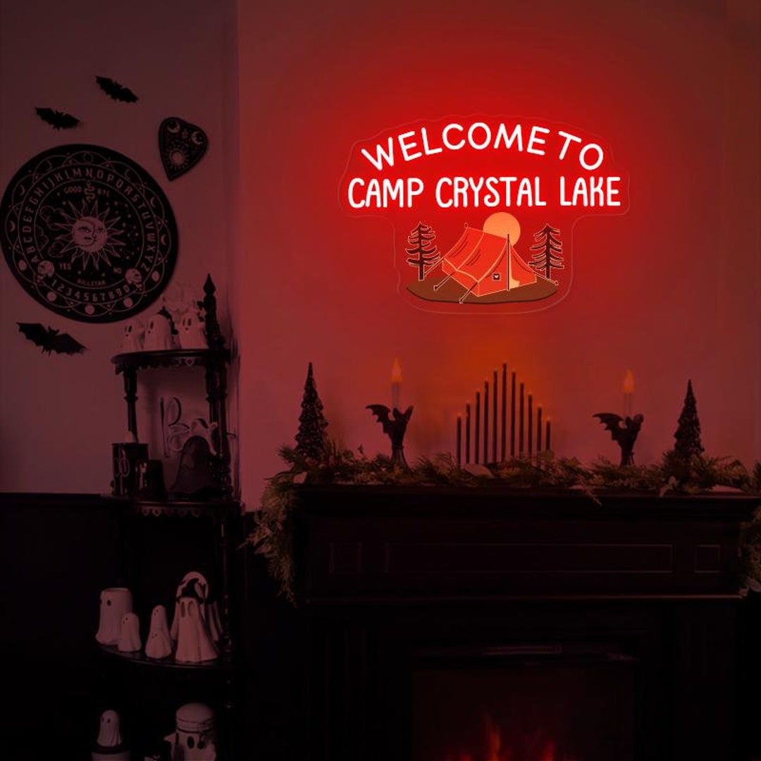 Welcome to Camp Crystal Lake Neon Sign, Horror Fan Gift, Trendy Fall ...