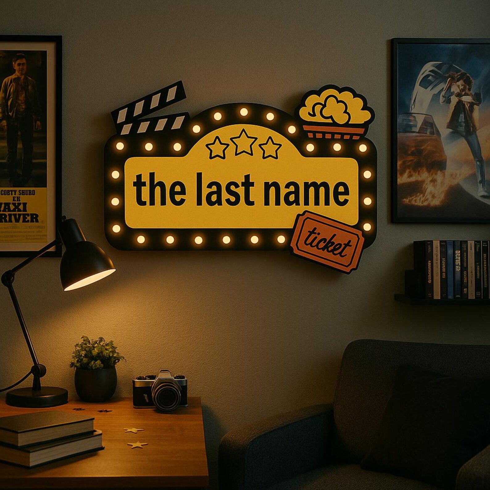 Custom Last Name Movie Night Marquee Sign, Family Theater Decor - Etsy