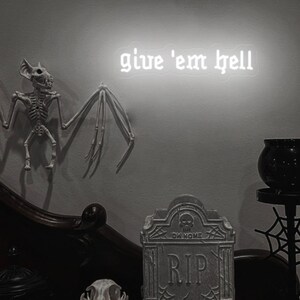 Give Em Hell Neon Sign,trendy Neon Wall Decor, Dorm Apartment Theme ...