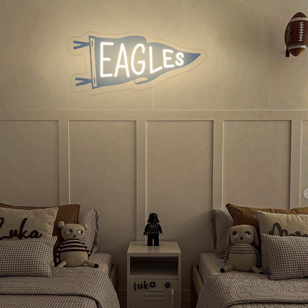 Custom Team Name Pennant Neon Sign, School Spirit Wall Art - Etsy