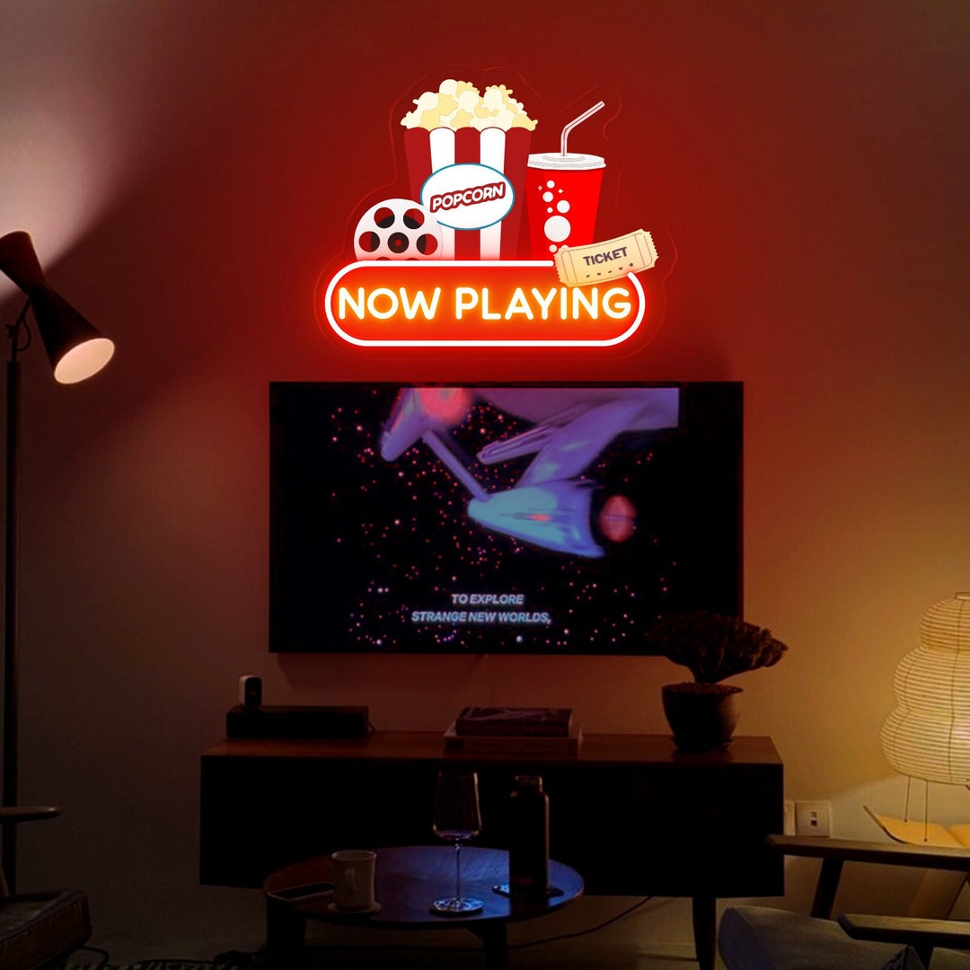 Custom Family Movie Night Neon Sign, Personalized Home Theater Light ...