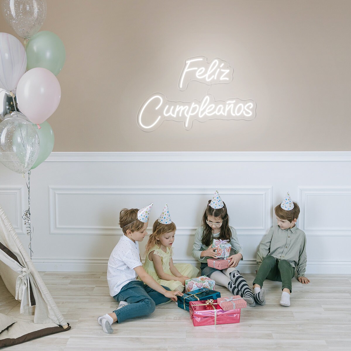Feliz Cumpleanos Neon Sign, Mother Spanish Birthday Cake Wall Art ...