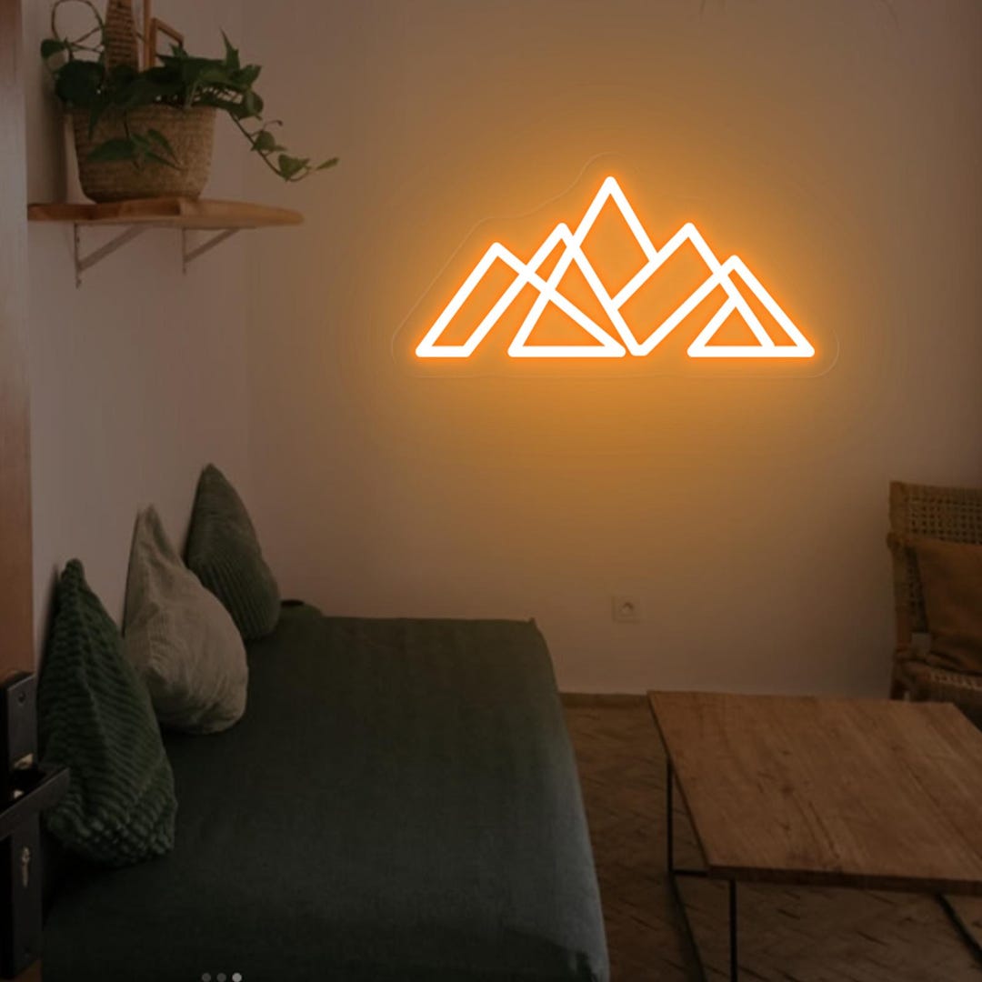 Mountain Neon Sign, Large Mountain Wall Art, Landscape Neon Sign Neon ...