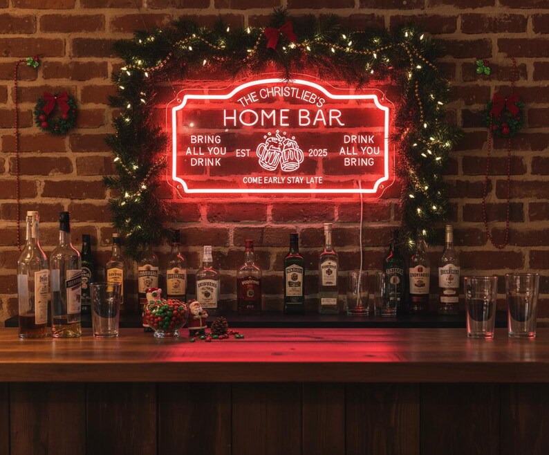 Personalized Home Bar Neon Sign, Custom Name, Bar Decor - Etsy