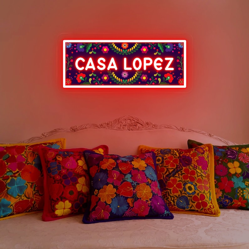 Casa Mexican Family Name Neon Sign, Talavera House Decor - Etsy