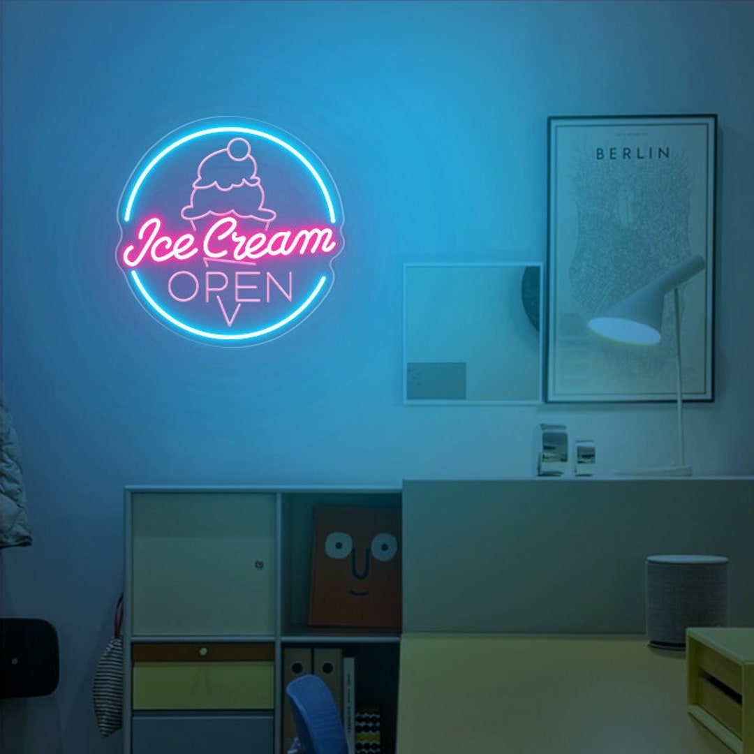 Ice Cream Open Neon Sign, Ice Cream LED Light, Ice Cream Shop Lights ...