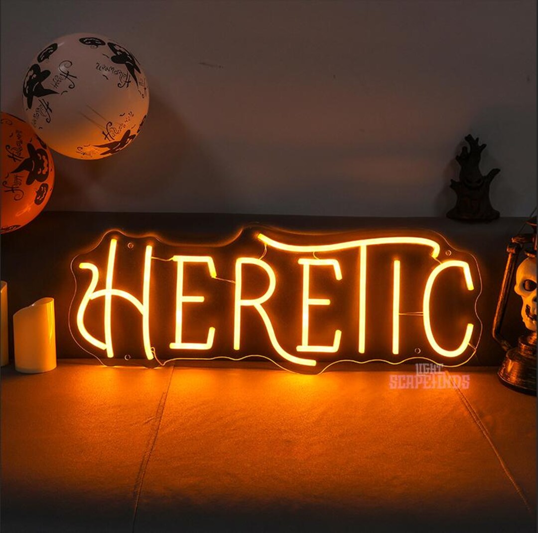 Heretic Neon Sign, Black Metal Light Sign, Medieval, Satanic Wall Decor ...