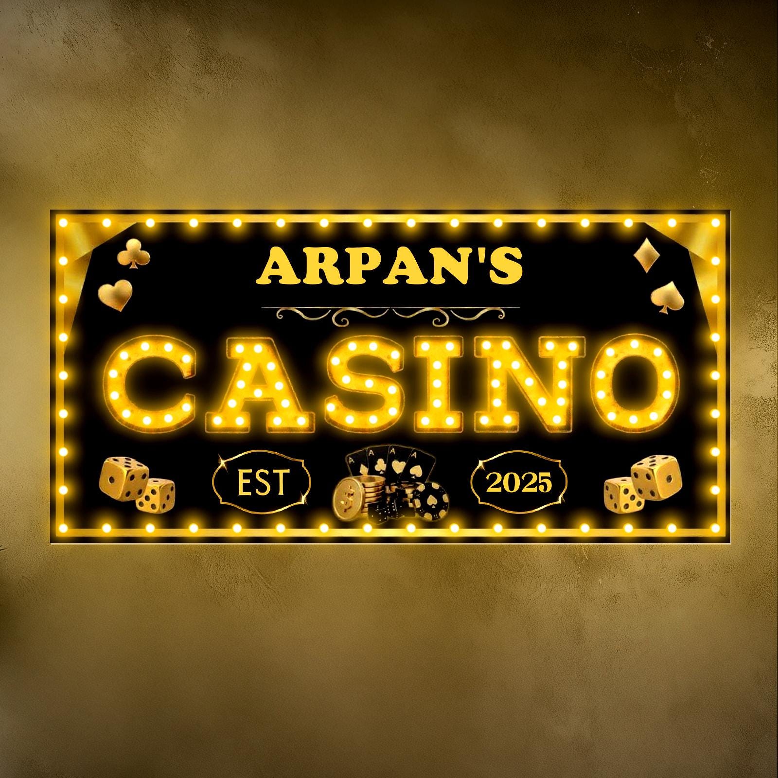 Personalized Casino Marquee Light Sign, Custom Poker Room Decor - Etsy