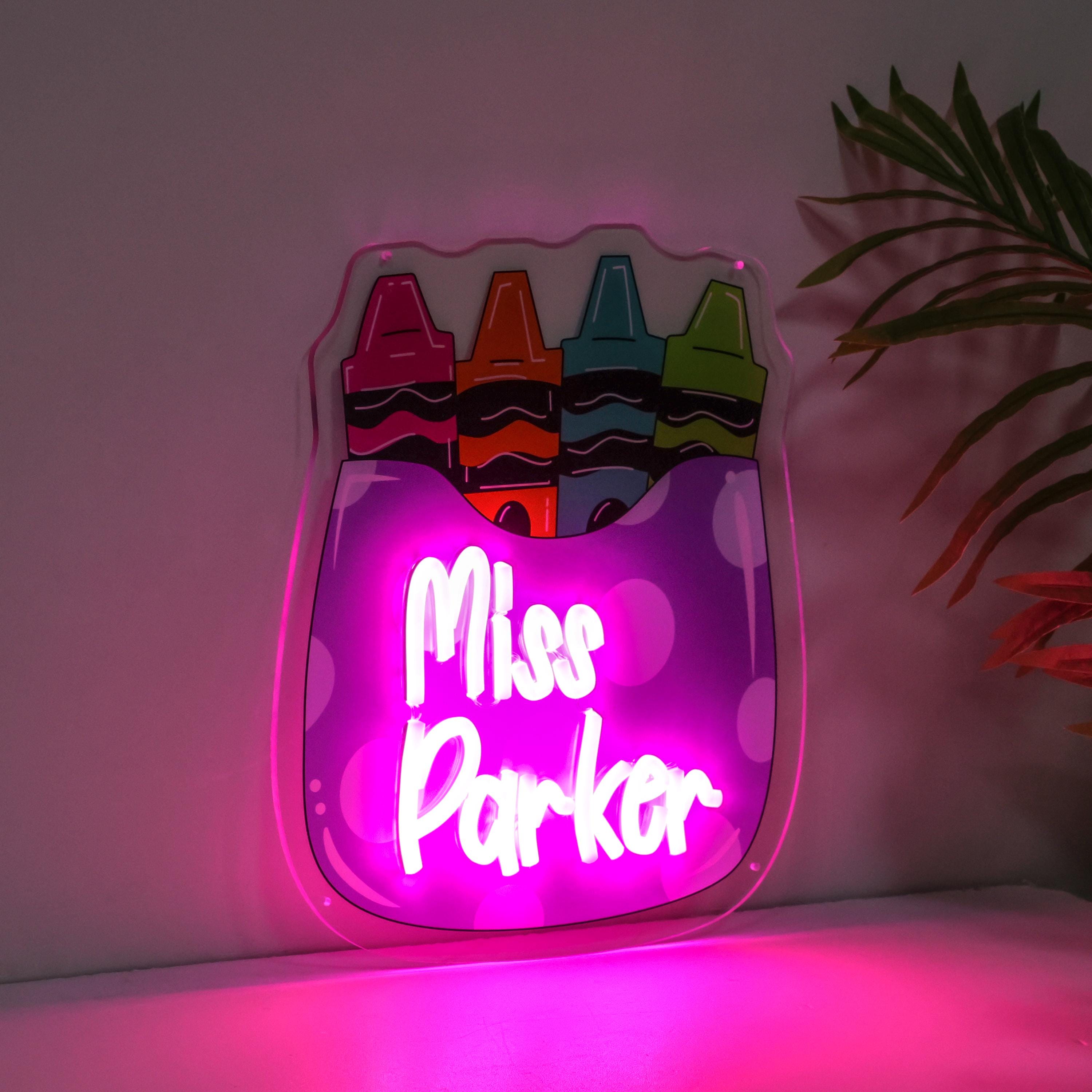 Personalized Crayon Box Teacher Name Neon Sign, Classroom Decor - Etsy