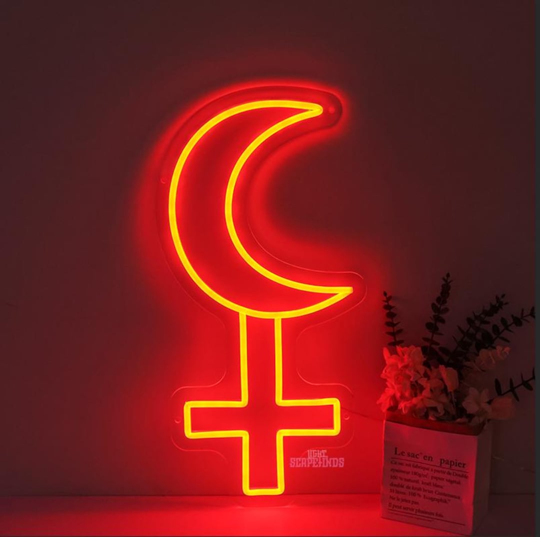 Lilith Dark Moon Symbol Neon Sign, Serpent Altar Decor - Etsy