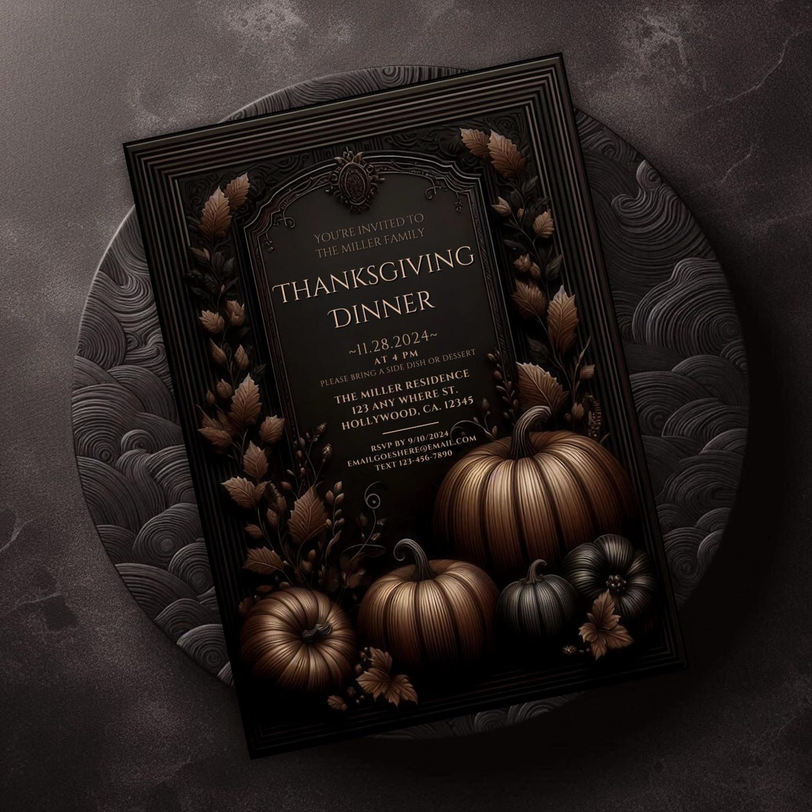 Editable Thanksgiving Dinner Invitation, Brown Pumpkins Invite, Fall ...