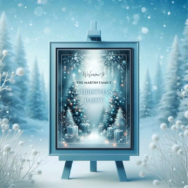 Editable Winter Wonderland Christmas Party Welcome Sign | Digital ...