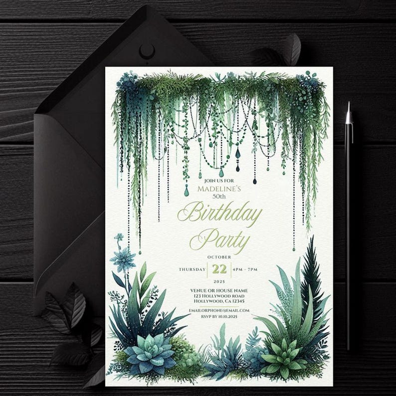 Editable Botanical Birthday Party Invitation, Printable Garden Party ...