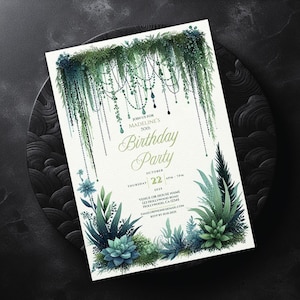 Editable Botanical Birthday Party Invitation, Printable Garden Party ...