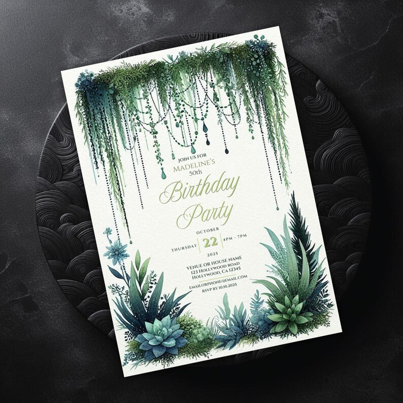 Editable Botanical Birthday Party Invitation, Printable Garden Party ...