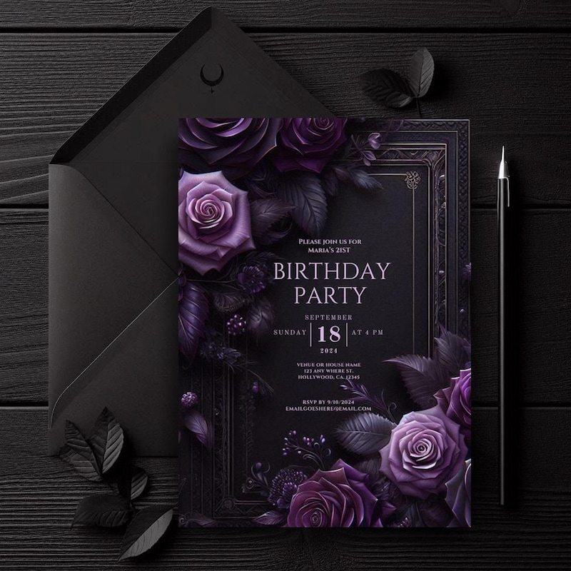Purple Invitations - Etsy