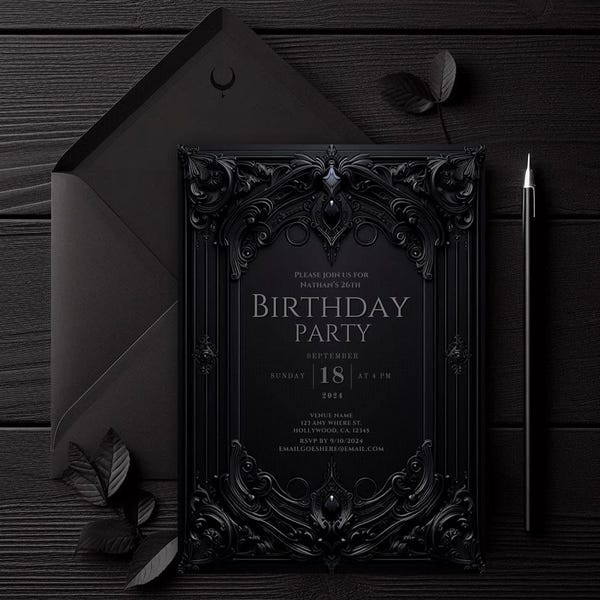 Black Invitation - Etsy