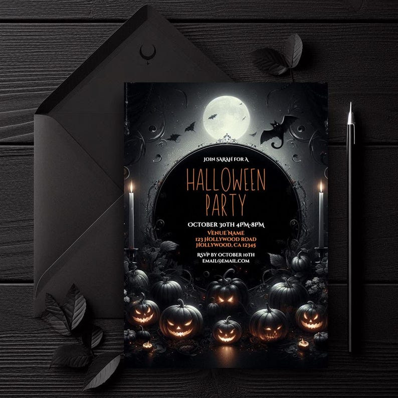 Editable Halloween Party Invitation, Halloween Party Invite, Halloween ...