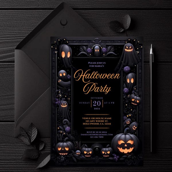 Canva Editable Halloween Invitation - Etsy