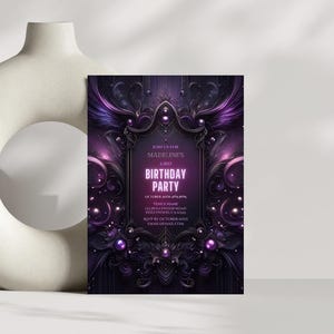 Black Pink and Purple Celestial Birthday Party Invite, Dark Fantasy ...