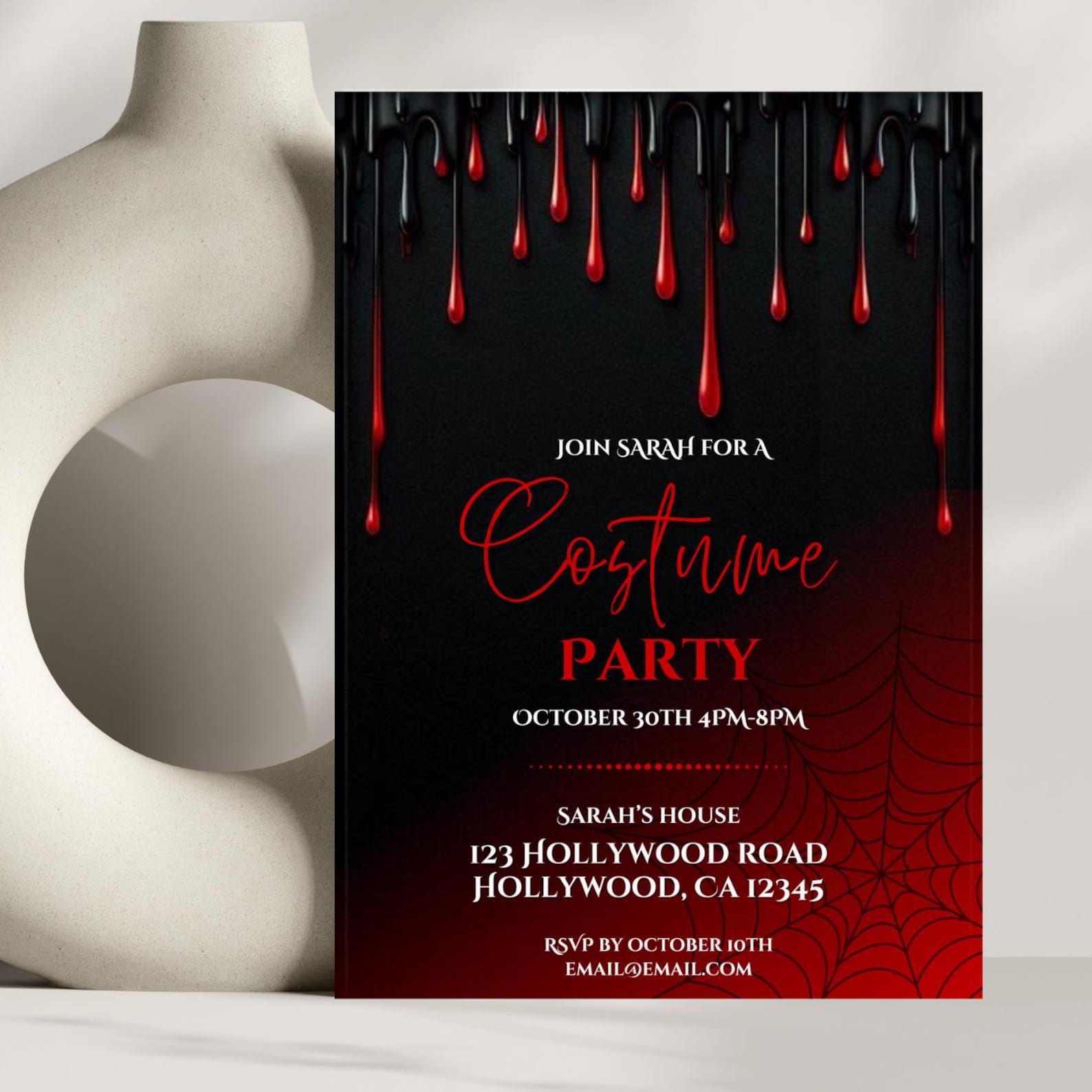 Editable Halloween Costume Party Invitation | Spooky Dripping Blood ...