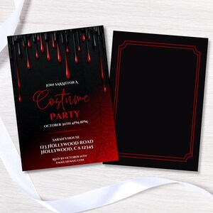 Editable Halloween Costume Party Invitation | Spooky Dripping Blood ...