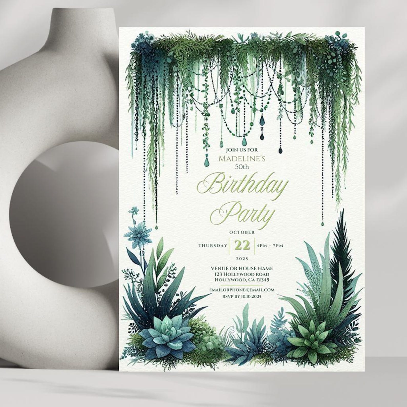 Editable Botanical Birthday Party Invitation, Printable Garden Party ...